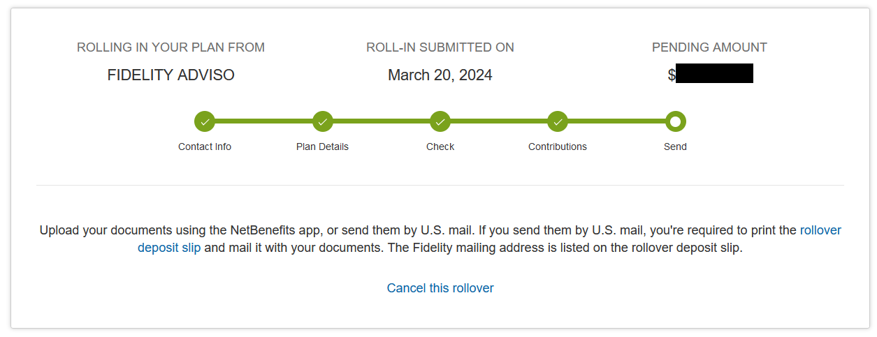 Fidelity 401(k) Roll-in : Still listed under "Pending" despite money in ...