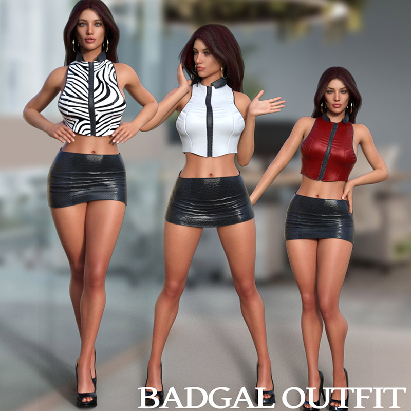 BADGAL OUTFIT G8F/G8.1F - Free Daz 3D Models
