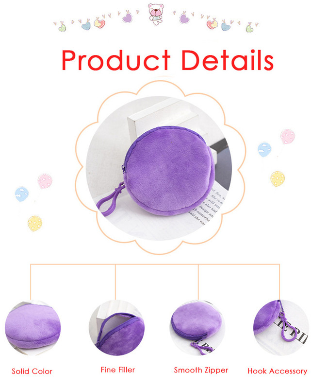 i Toolai Women's Plush Solid Colors Coin Pouches Set with Key Hooks ...