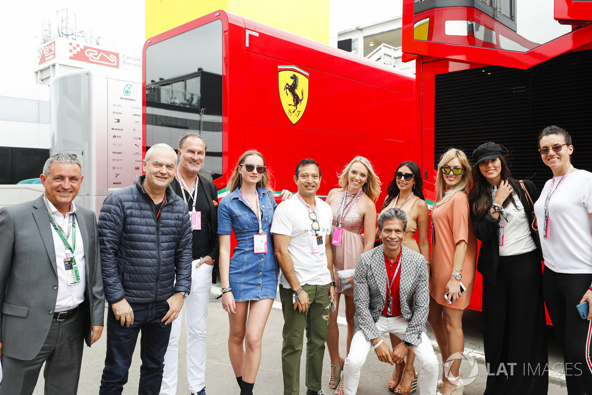 f1 spanish gp 2018 a group of vip guests outside the ferrari motorhome ...