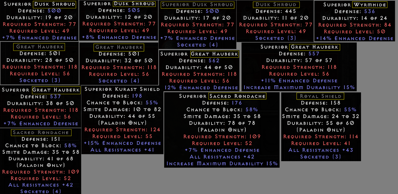 Bases (armor/pala Shields/helms) - Topic - d2jsp