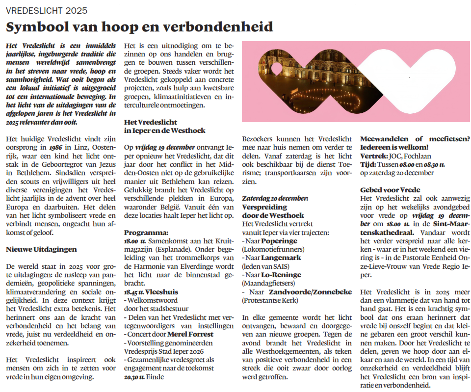 VREDESLICHT 2025 - Symbool van hoop en verbondenheid - Pastorale ...