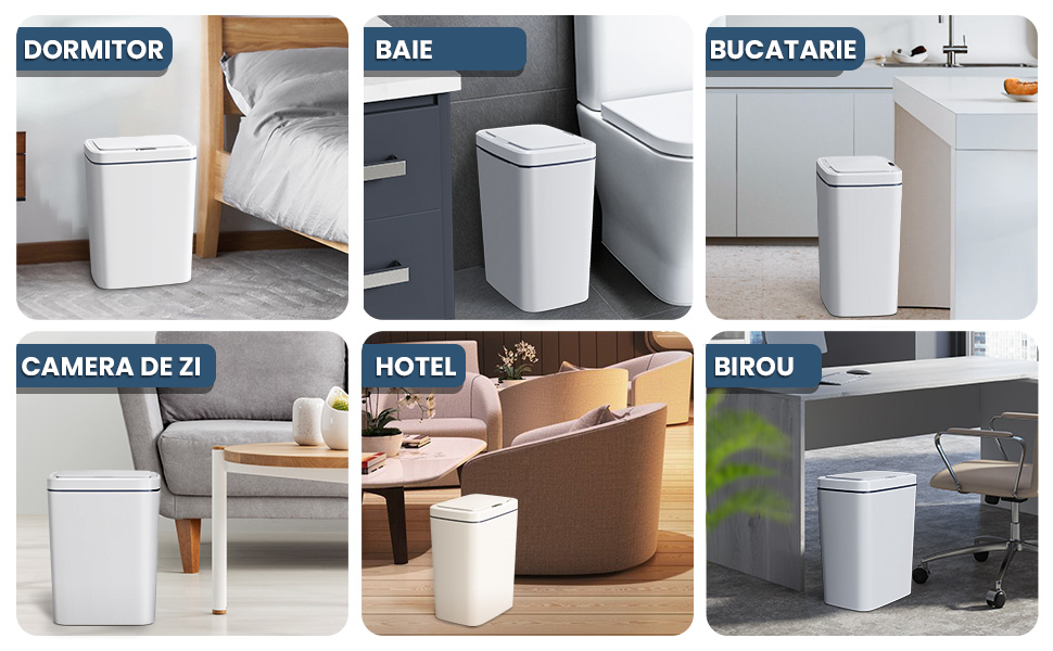 Cos de Gunoi cu Senzor Automat Alb Gadgetry, Capacitate 16L, cu Capac ...