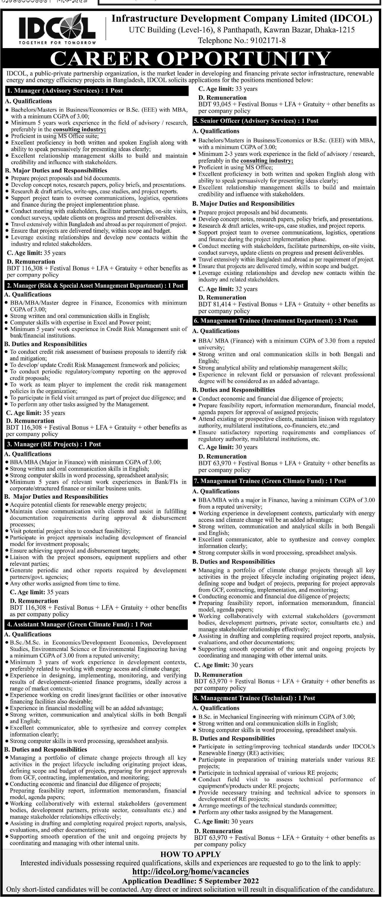 IDCOL Job Circular 2022 - idcol.org Career Apply - bdgovtjobs.com