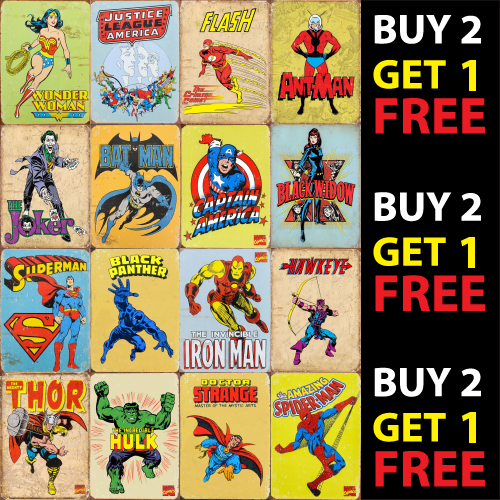 METAL SIGN DC Comics Marvel Avengers Plaque retro vintage mancave Wall ...