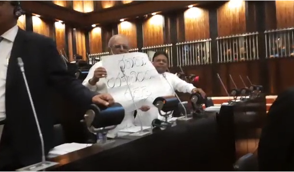 Parliament adjourned as opposition MPs protest demanding LG election