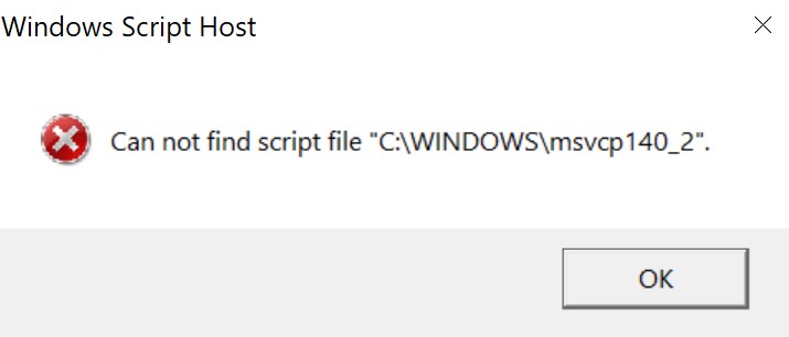 "can not find script file msvcp140_2" pop up couldn't be fixed ...
