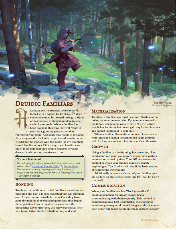 Druidic Familiars (Journals of Evander Tailor) - The Homebrewery