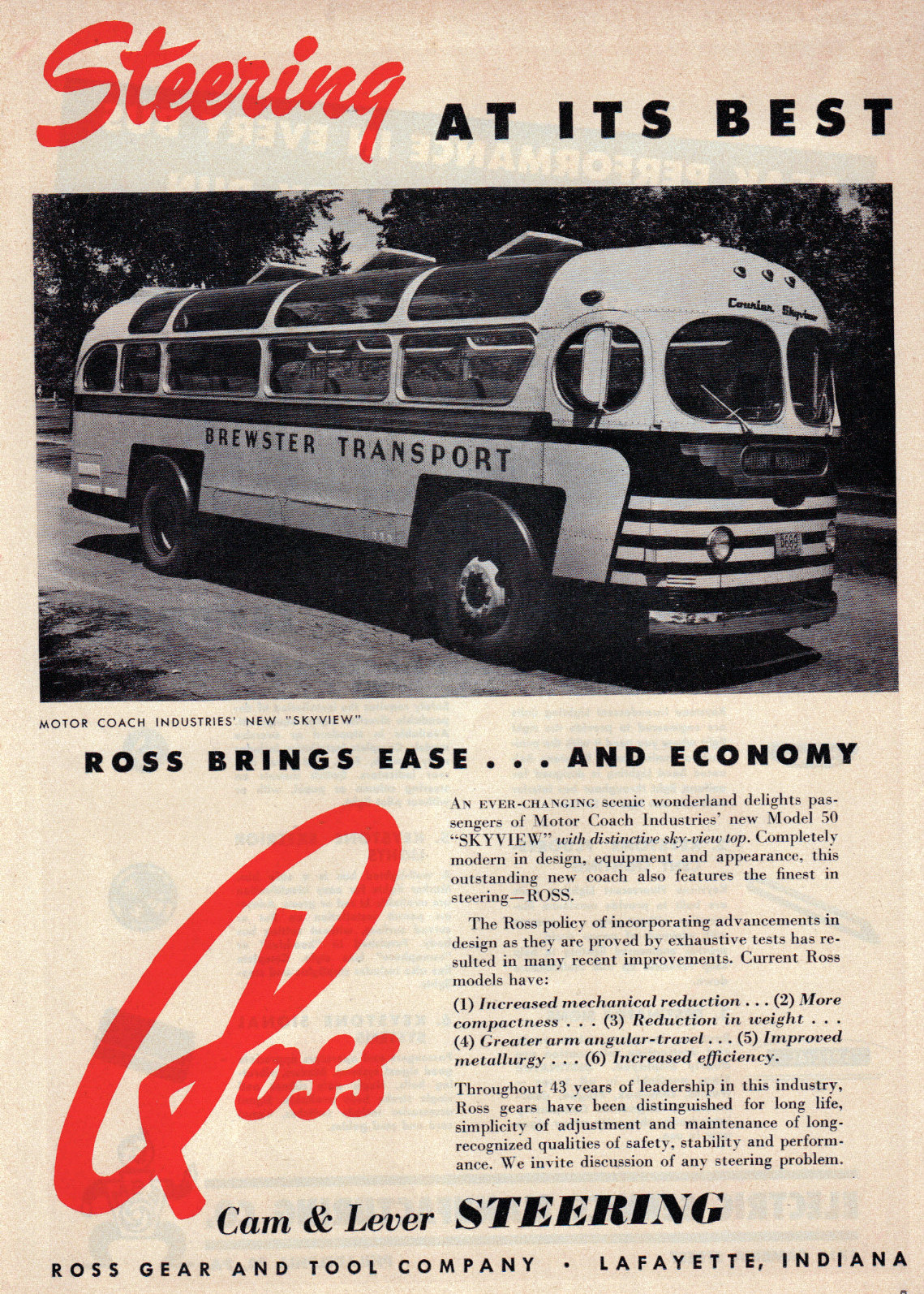 MCI 50 Courier 50 Skyview Brewster Transport Ross Cam Lever Steering — Postimages