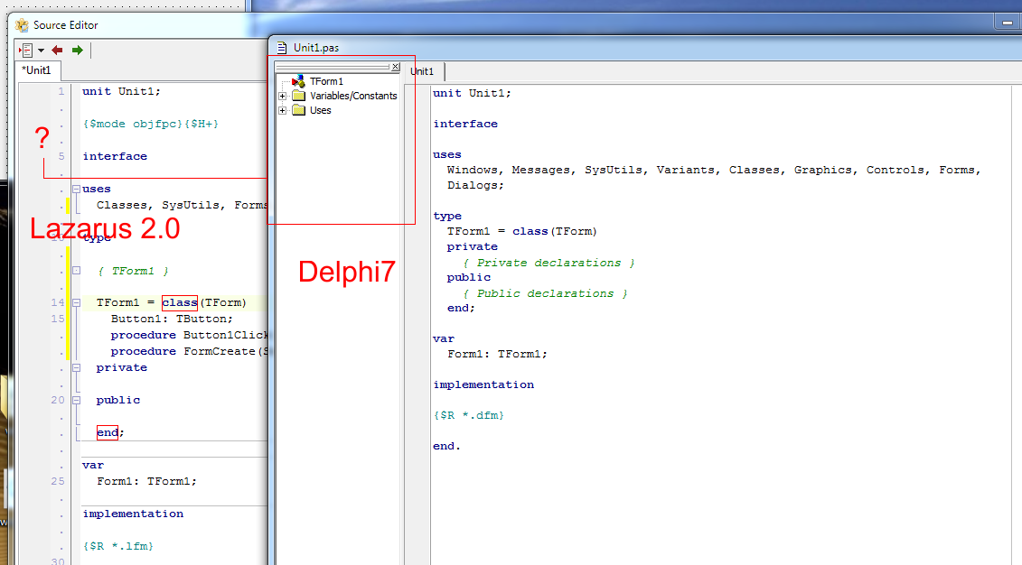 Jak pokazać panel z listą zmiennych/procedur/funkcji w Source Editor na wzór Delphi7 ...
