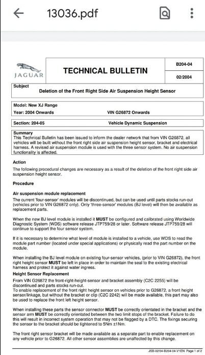 X350 ride height sensors | Jaguar Forum