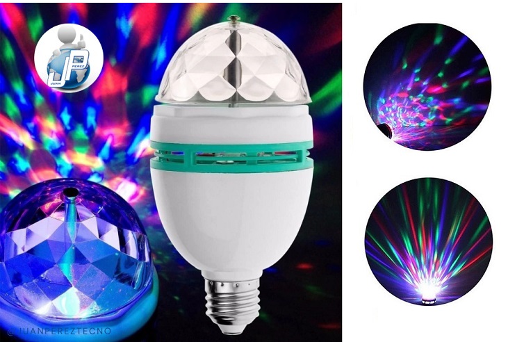 Foco giratorio RGB luces LED de colores para fiestas GENERICO ...