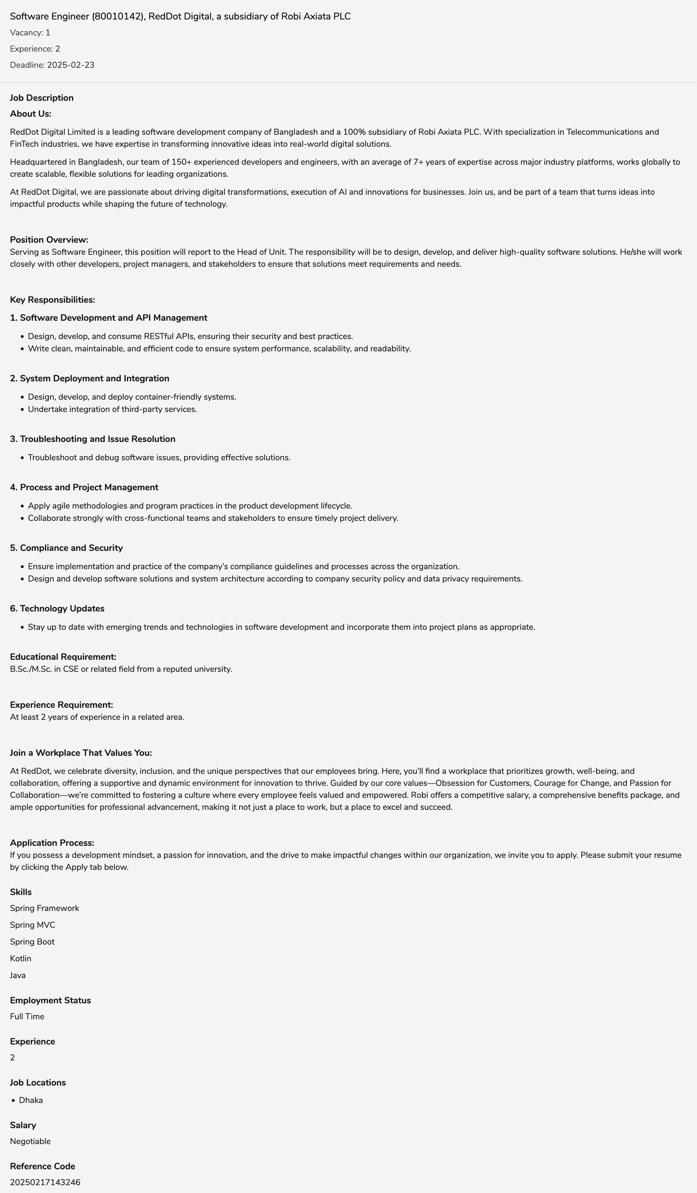 Robi Axiata Limited job circular 2025 - Lekhapora BD Jobs