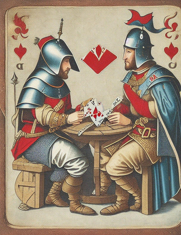 RPG 40 two medieval soldiers playing cards illustration 2 — Postimages