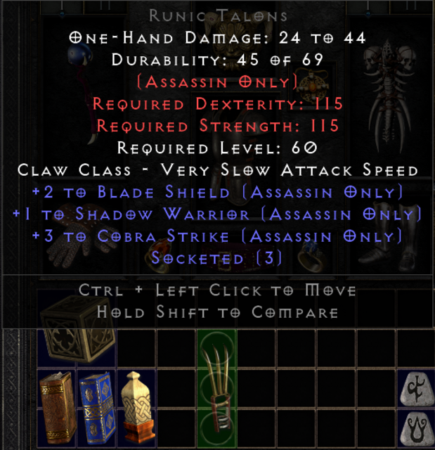 Runic Talons Base 3os 2bs 1sw 3cs - Topic - d2jsp