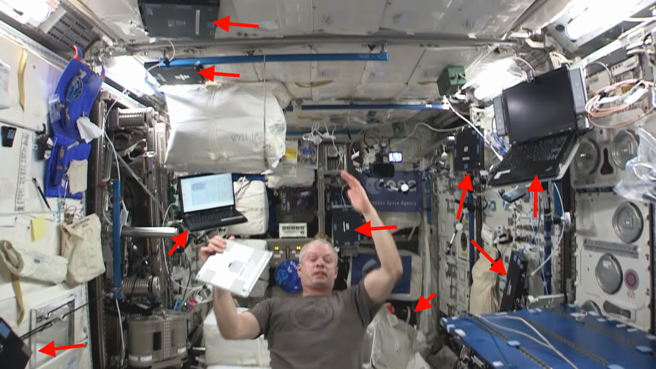 There are 9 ThinkPads in this frame alone aboard the ISS. Can you find ...