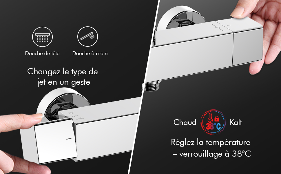 Colonne de Douche Thermostatique Ensemble de Douche Corps en Laiton ...