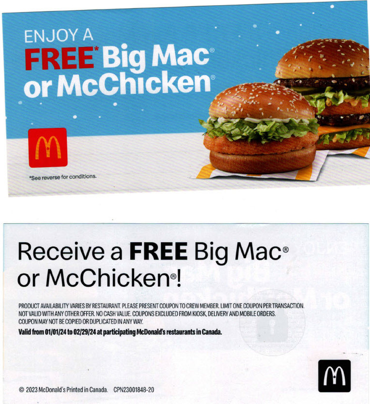 Free mcdonalds coupons store