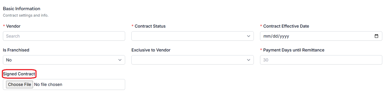 How do I create a Vendor Contract? - Discovery