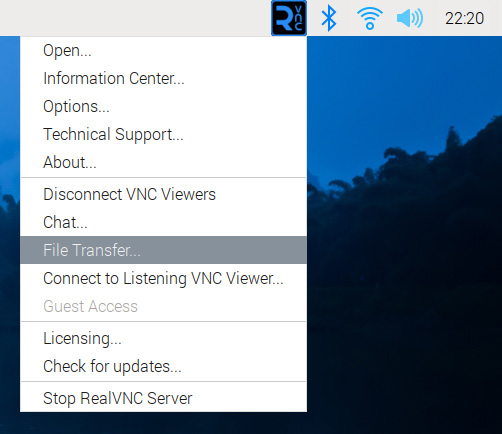 No VNC icon or file transfer - Raspberry Pi Forums