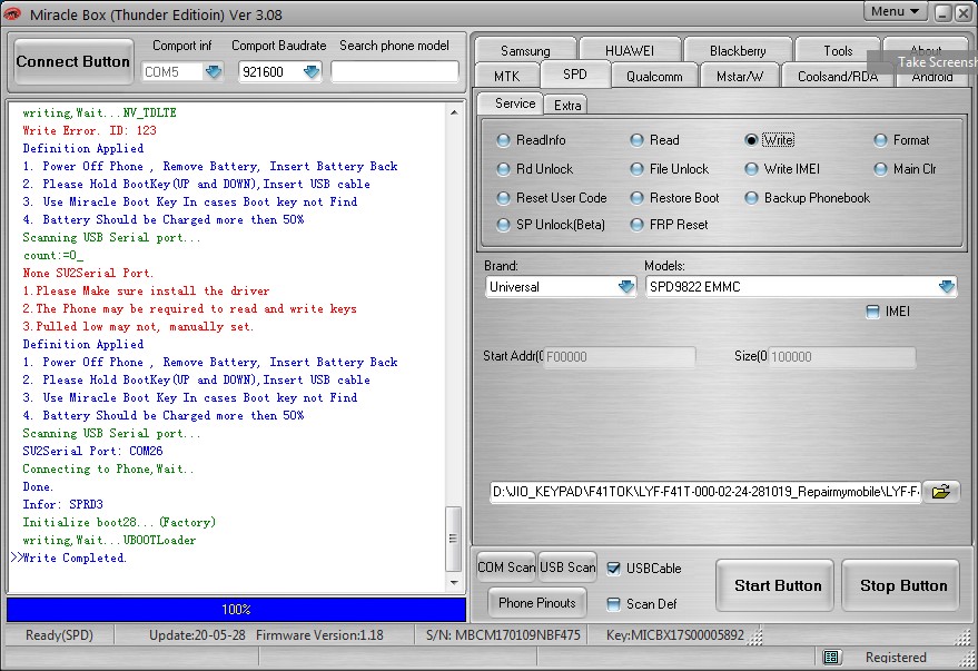 Jio f41t flashing(nv wlte error) flash done with miracle box (Success ...