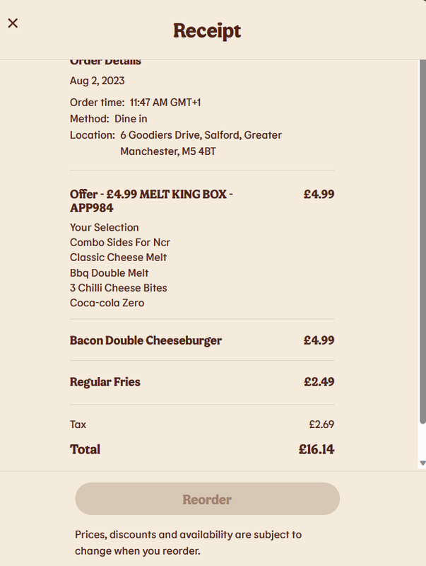 Burger King Reciept — Postimages