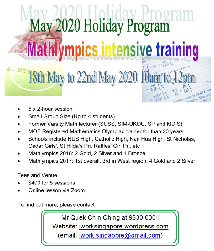 2020 May Holiday Mathlympics Intensive — Postimages