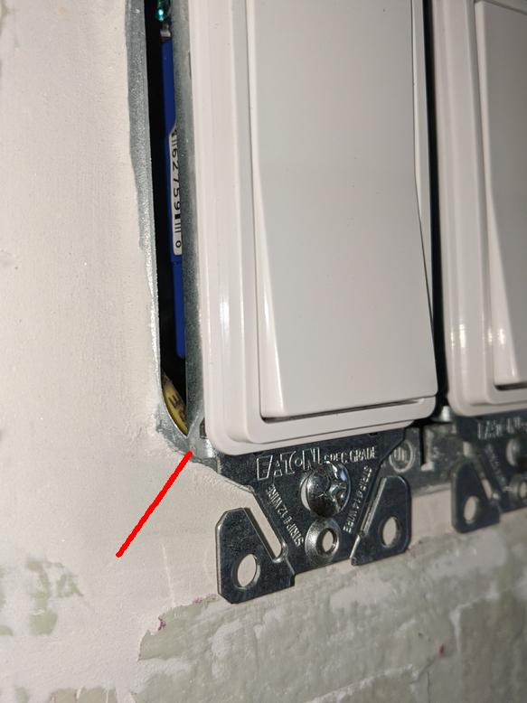Decora switch flange interferes with 2 gang metal mud ring | DIY Home ...