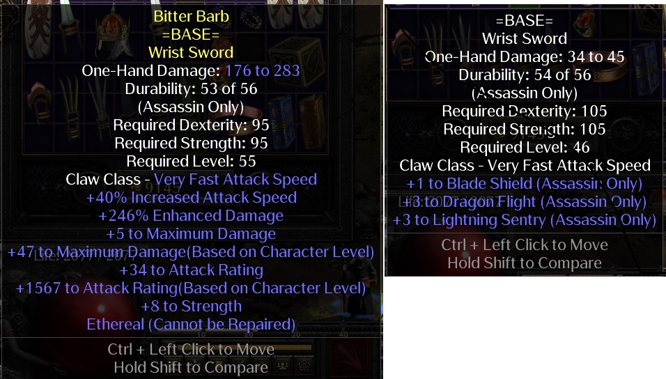 O Set Of Wrist Sword Eth Fool Claw And Chaos Base - Topic - d2jsp