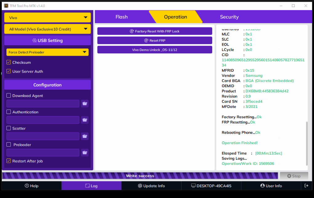 GSM-Forum - Vivo y15s lock&frp remove done with tfm tool pro