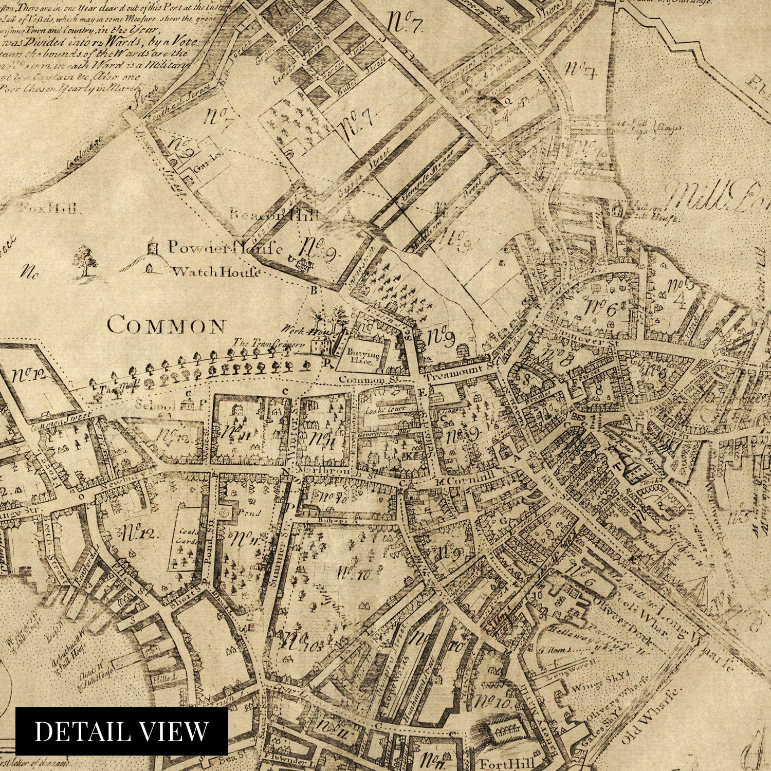 1769 Map Print of Boston Massachusetts - Vintage Boston MA Wall Art ...