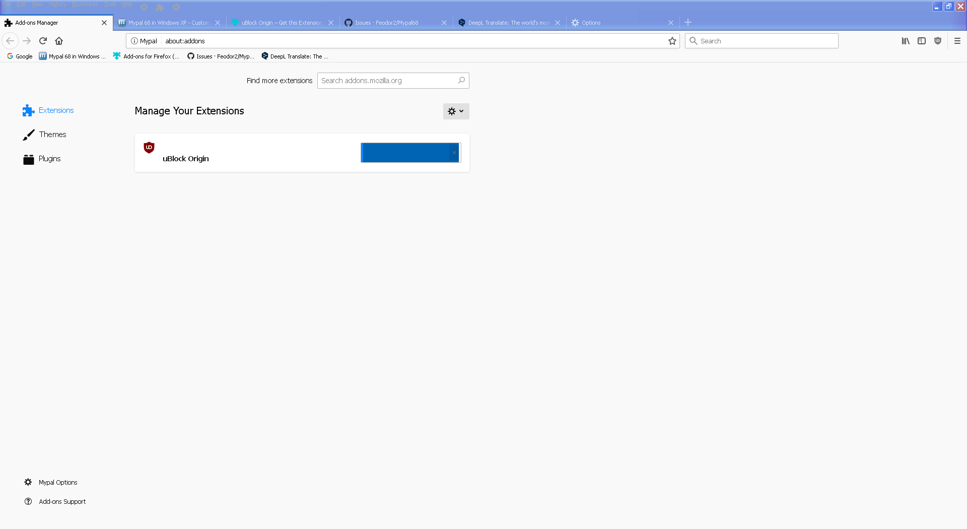 Mypal 68 13 4 u Block Origins after first install in MP mode — Postimages