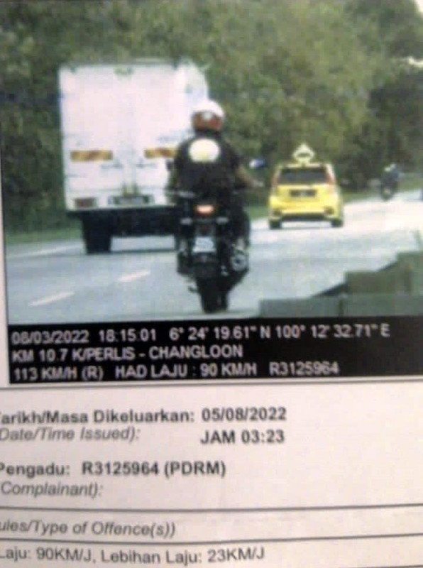 motor kena saman speed trap