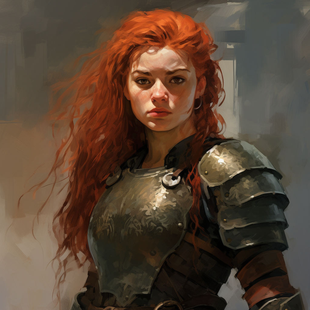 giobbito Red haired dwarf woman fantasy character with shoulder ...