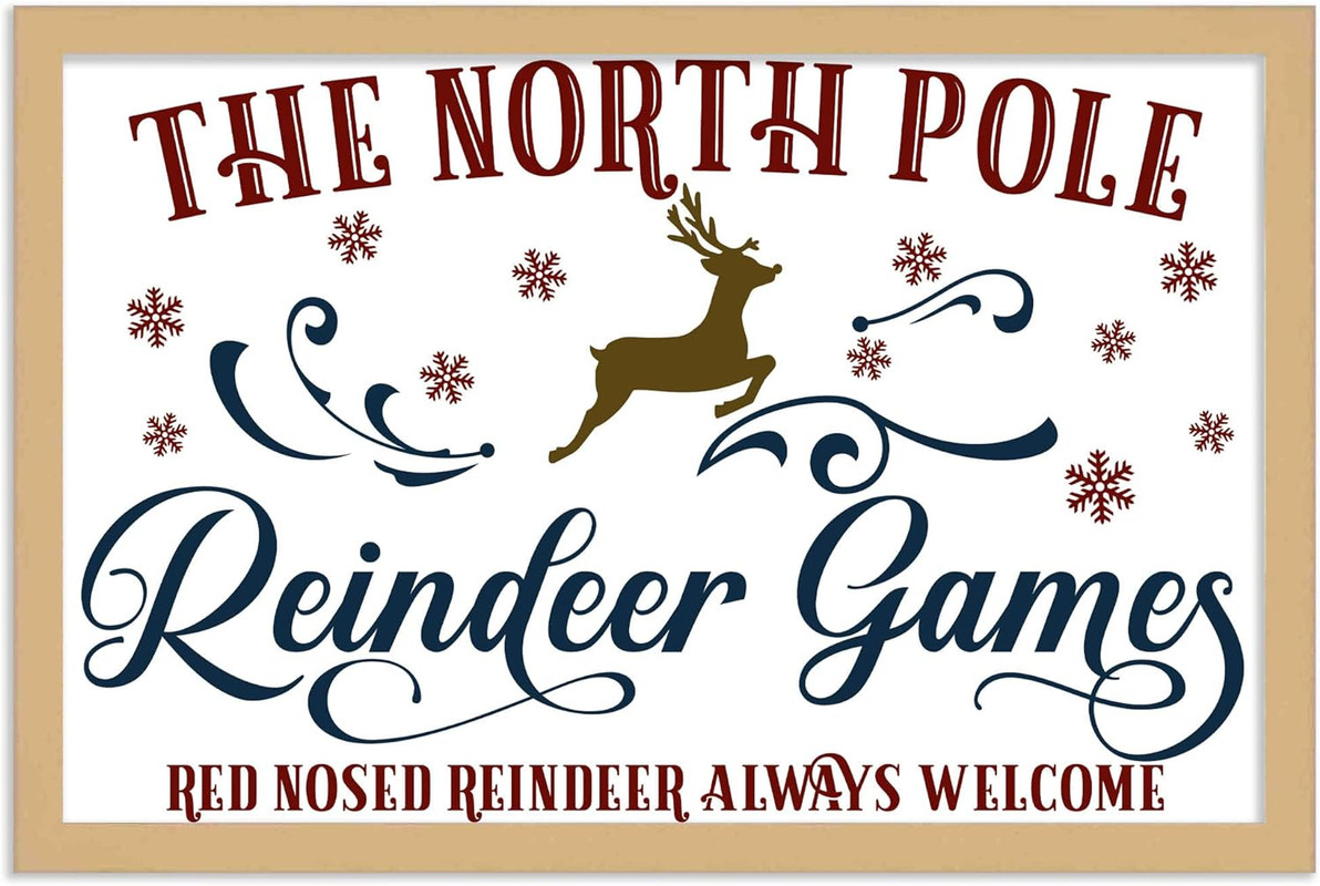 The North Pole Reindeer Games 14 5 x 21 5 Framed Christmas Wall Decor ...