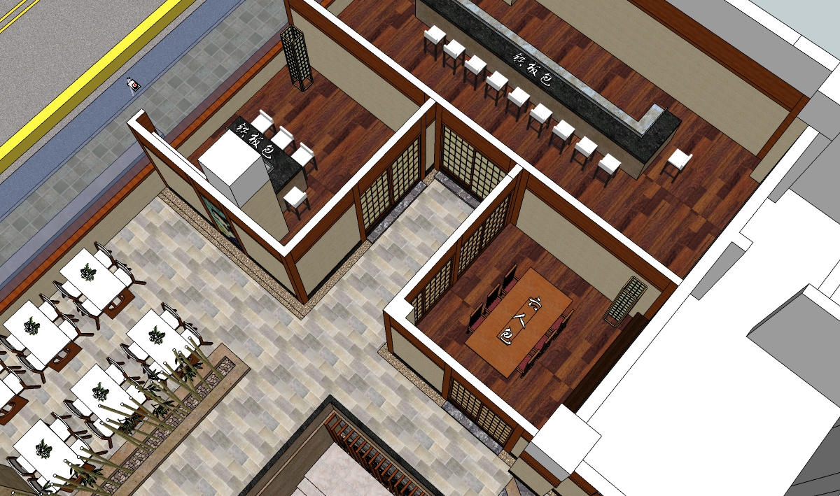 1153 Interior Restaurant Sketchup Model Free Download Part2