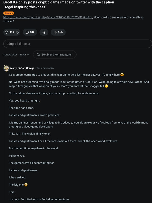 Geoff Keighley posts cryptic image with the caption "regal.inspiring ...