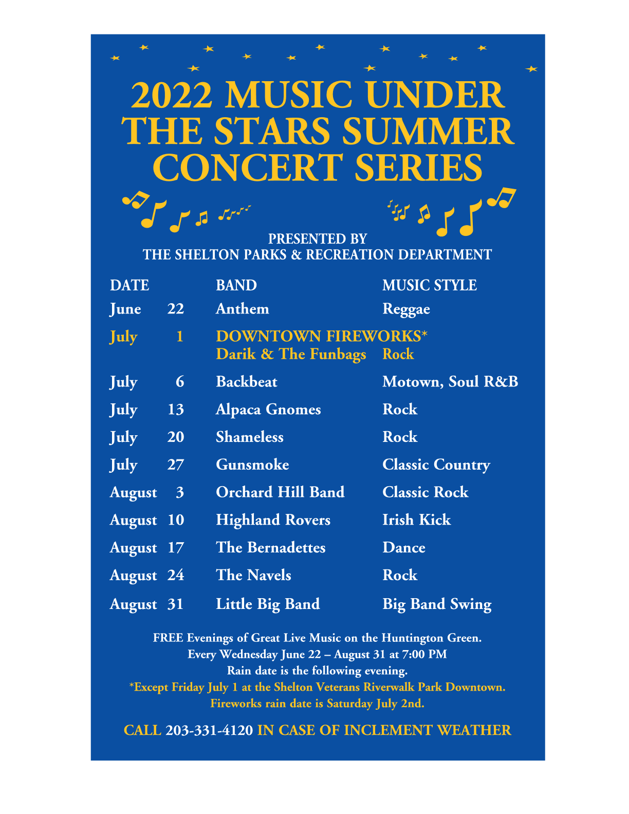 Summer Concert Series Schedule 2022 — Postimages