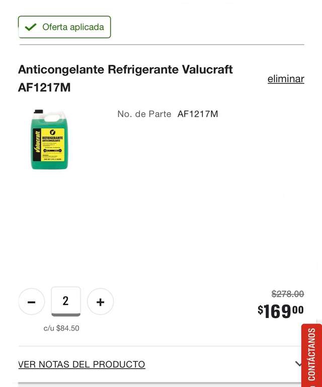 Autozone 2 galones de anticongelante Valucraft