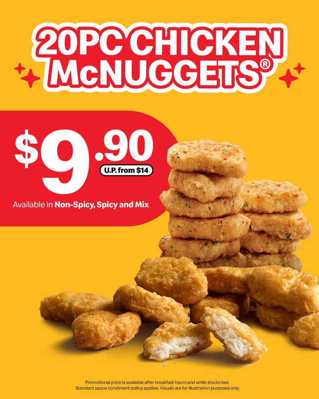 [GLGT]Mcdonald’s 20 piece nuggets either spicy or non spicy for $9.90 ...