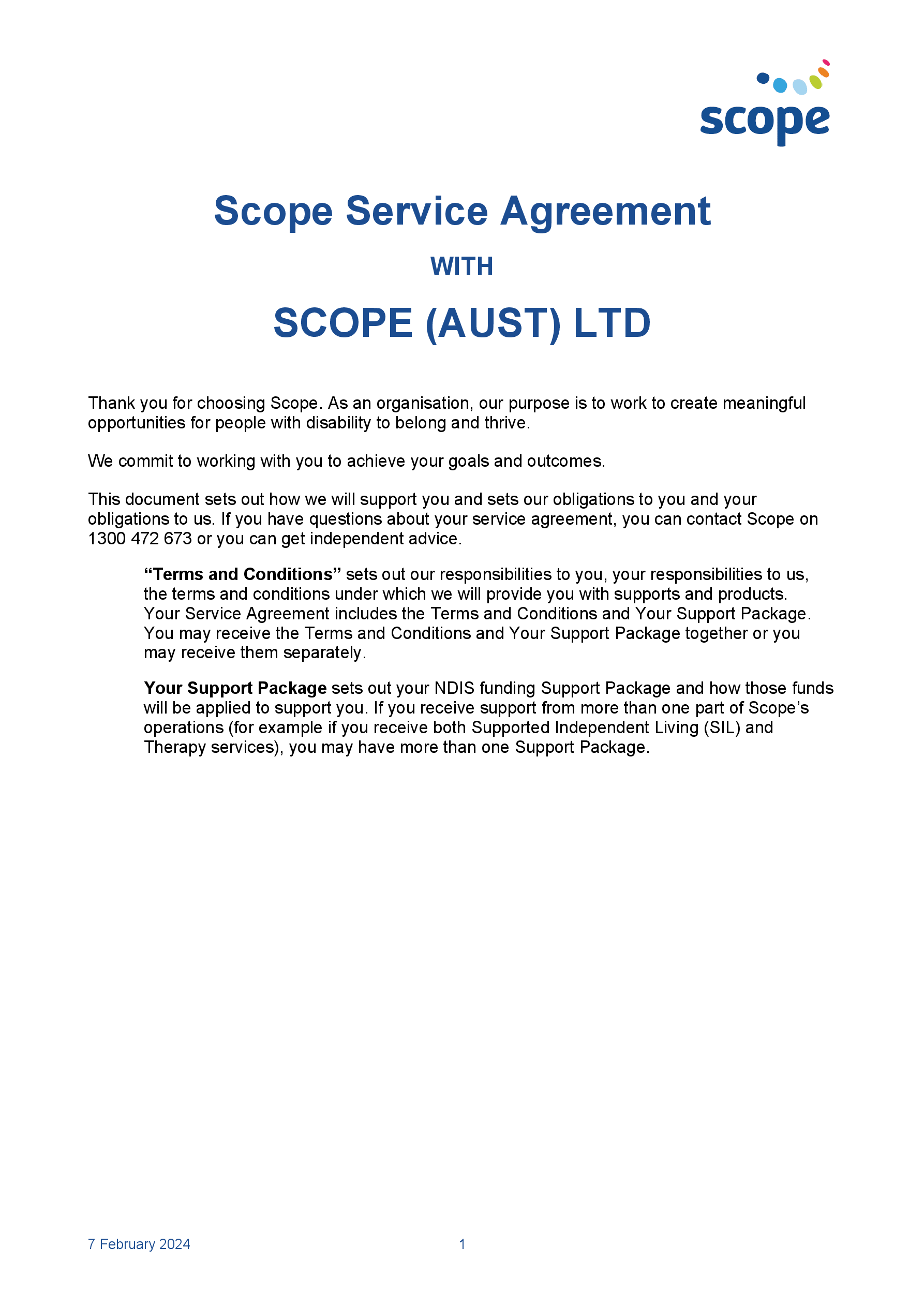 Scope Service Agreement Terms fillable — Postimages