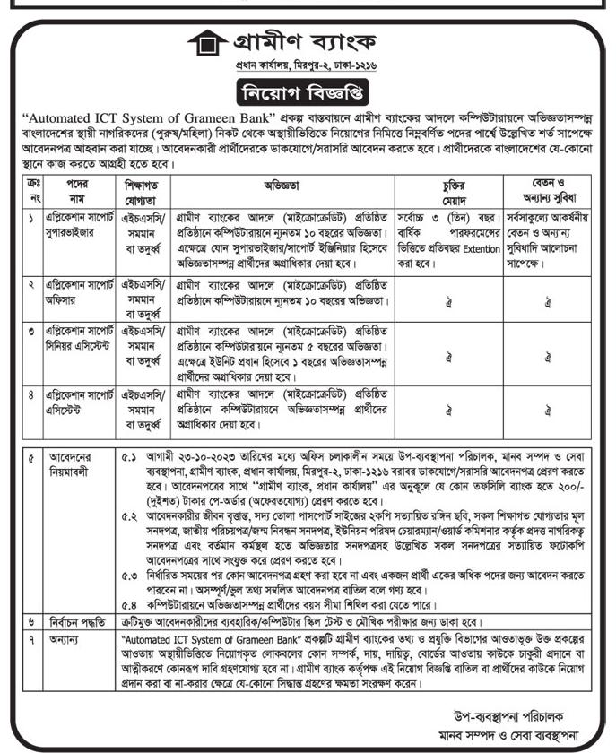 Grameen Bank Jobs Circular Apply Procedure - www.grameen.com