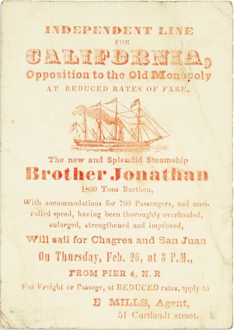7 BROTHER JONATHAN sailing card — Postimages