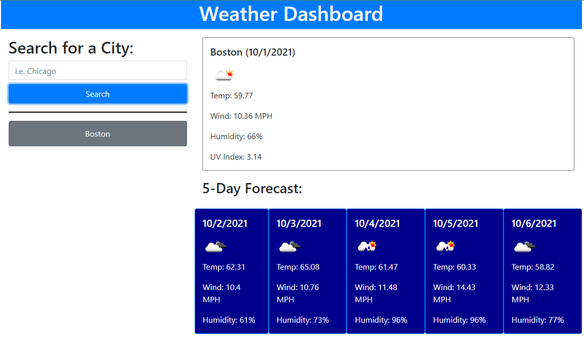 GitHub - Danster4/c-6-weather-dashboard: Challenge 6: Server-Side APIs Challenge: Weather Dashboard