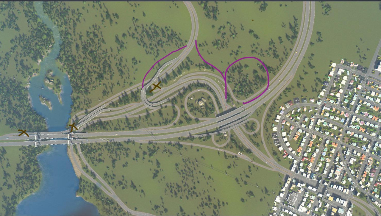 I made this 5-way Interchange. How does it look? : r/CitiesSkylines