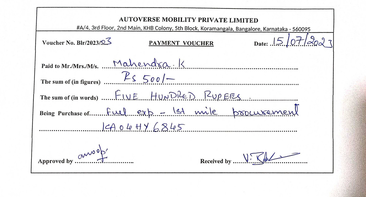 15 July 23 500 travel fuel exprenses 6845 — Postimages