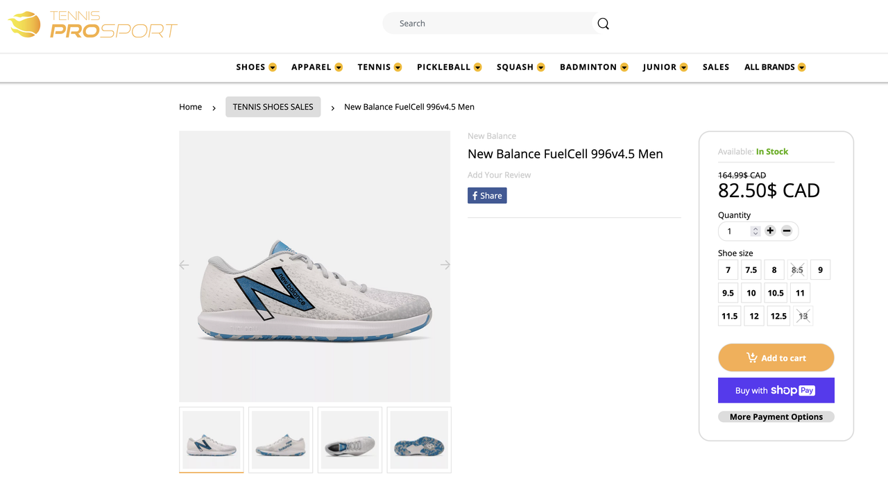 [Tennis Prosport] New Balance FuelCell 996v4.5 men's tennis shoe $82.50 ...