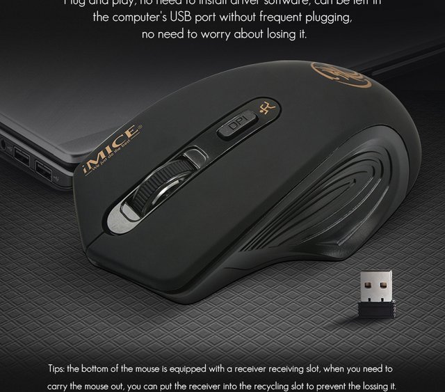 Безжична гейминг мишка Imice G 1800 Silent Click 4 бутона ултра лека