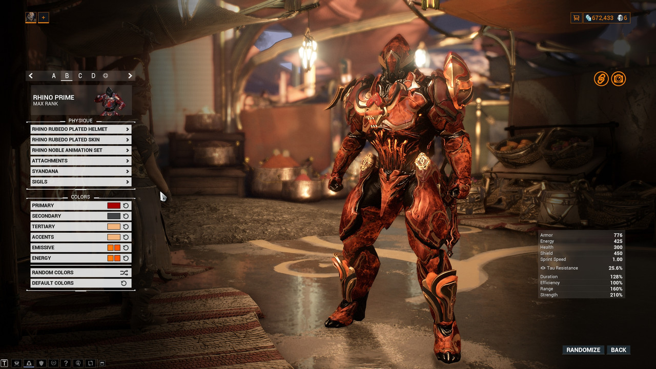 Rhino Rubedo Plated skin missing prime details toggle missing - Art & Animation - Warframe Forums
