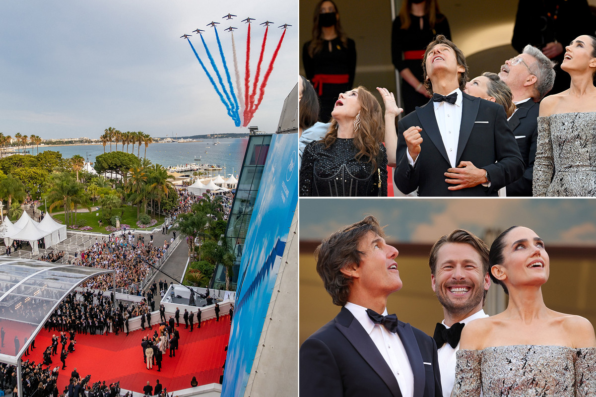 Tom Cruise des yeux d enfant devant la Patrouille de France a Cannes — Postimages